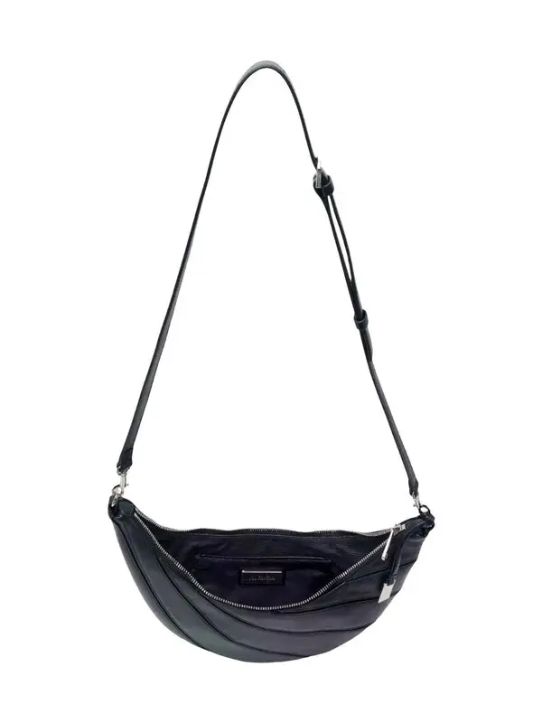 JOY GRYSON Pleated Crescent Shoulder Bag - Black