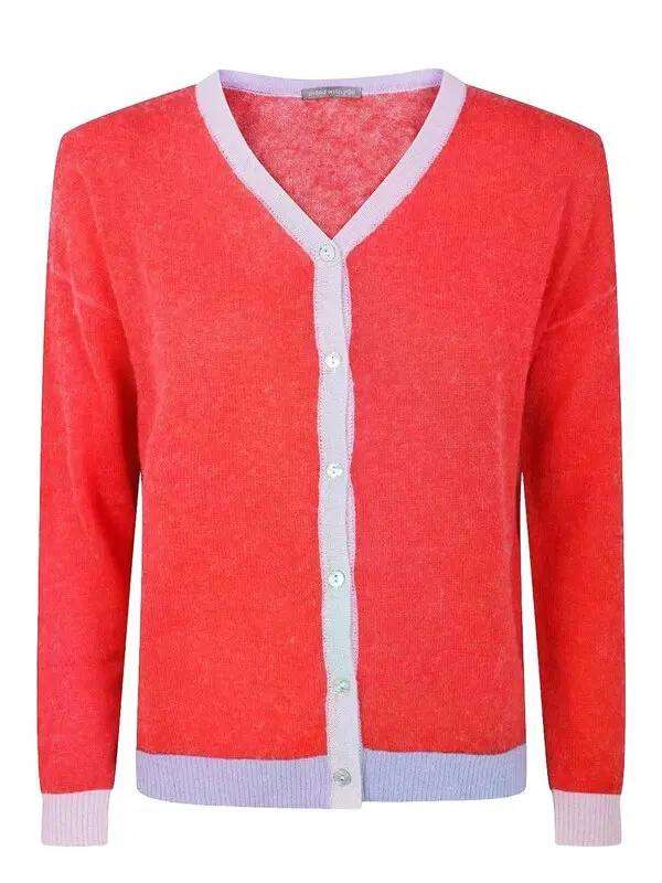 IN BED WITH YOU Contrast-panel Cardigan - Red