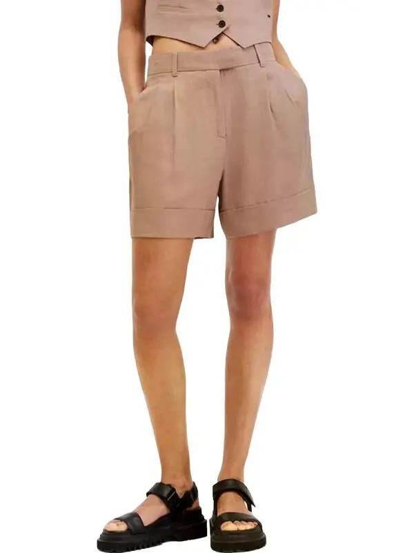 ALLSAINTS Pleated Cuffed Shorts - Brown