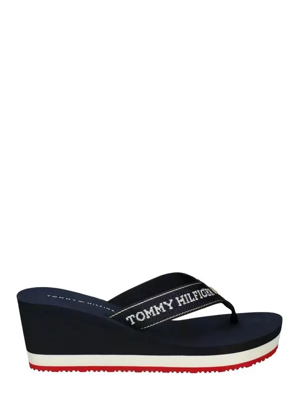 Tommy Hilfiger Logo-detail Wedge Flip-flops - Blue