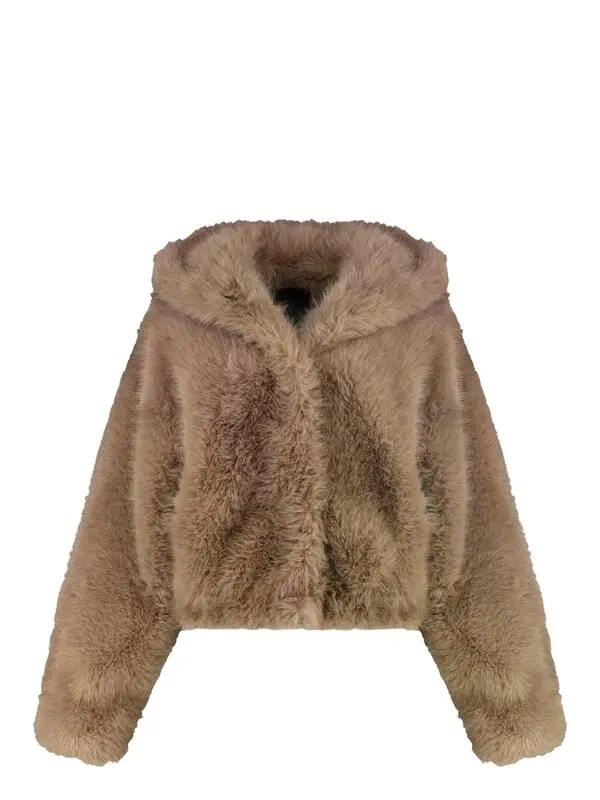BB COUTURE Hooded Faux-fur Jacket - Brown