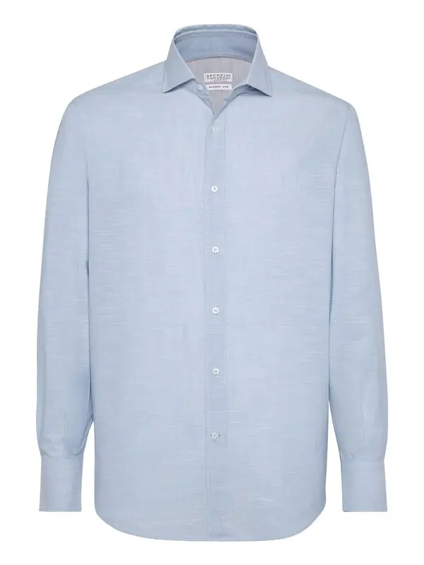 Brunello Cucinelli Cotton Oxford Shirt - Blue