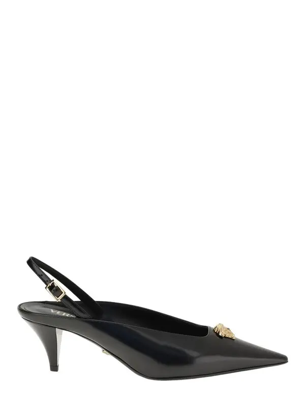 Versace Pointed Toe Slingback Pumps - Black