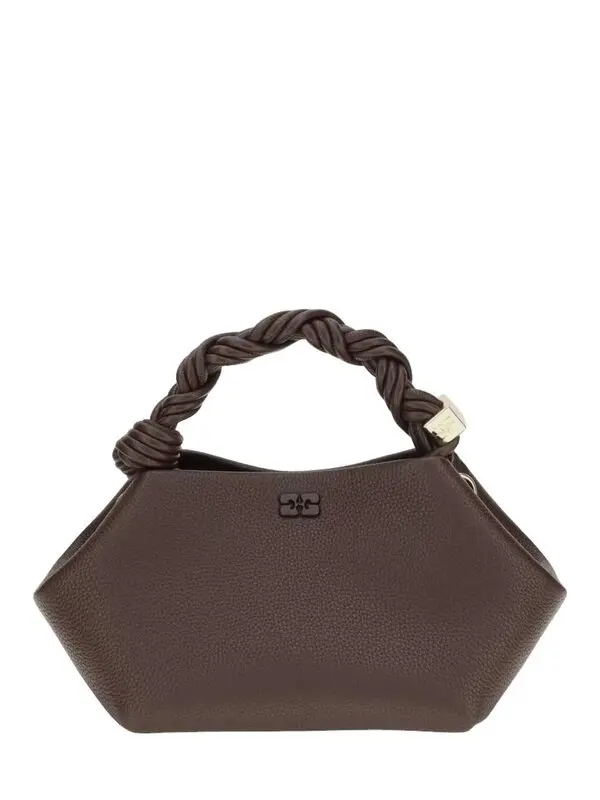 GANNI Textured Top Handle Handbag - Coffee
