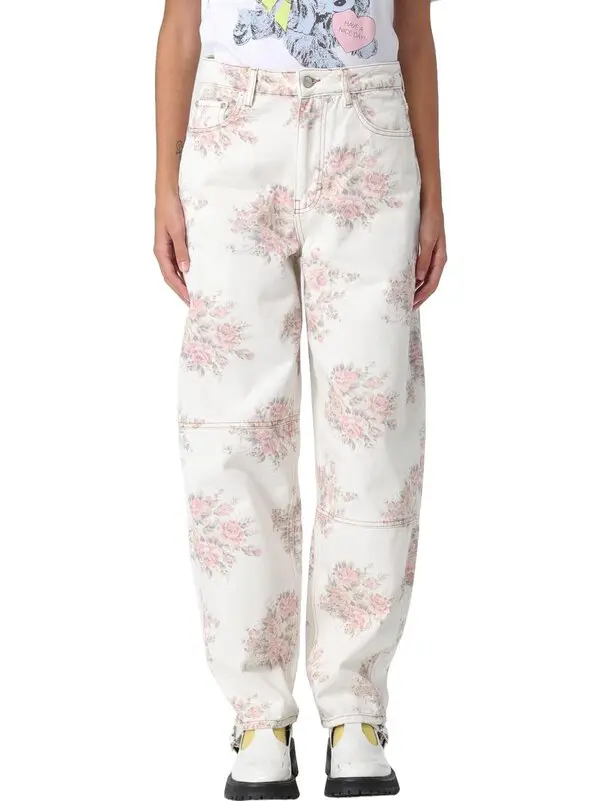 GANNI Floral Print Jeans - Grey