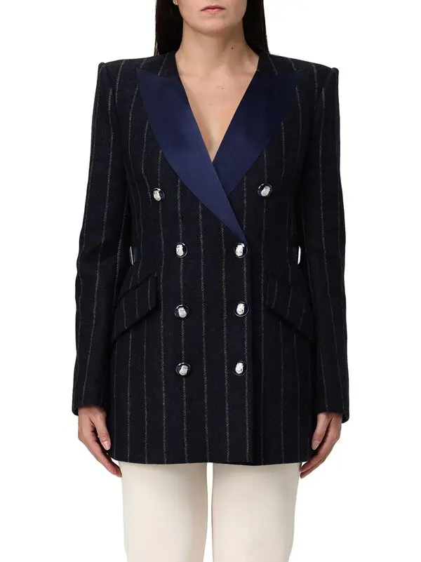 Elisabetta Franchi Striped Double-breasted Jacket - Blue