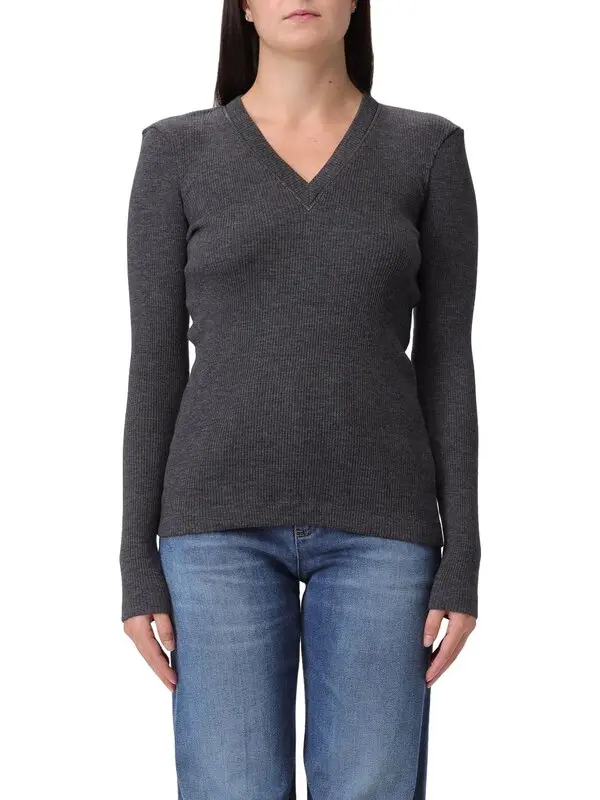Brunello Cucinelli Ribbed V-neck Sweater - Graphite