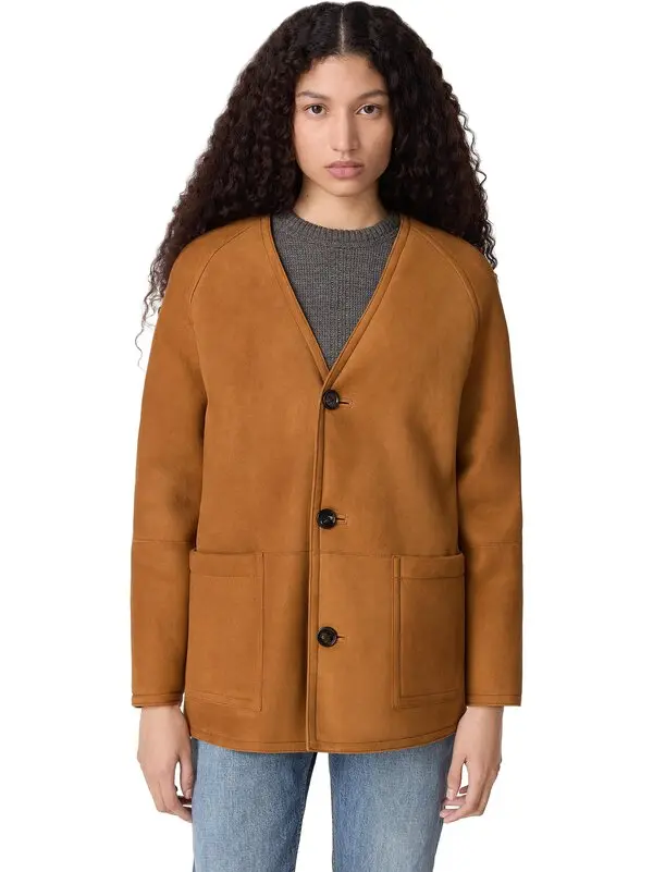 Bottega Veneta Felted Merino Shearling Coat - Wheatfield