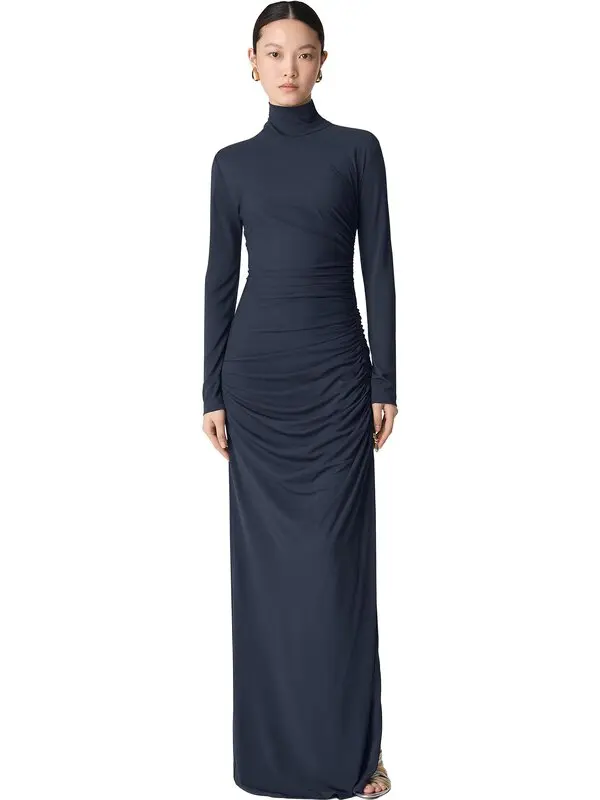 Bottega Veneta Matte Crepe Viscose Jersey Long Dress - Abyss