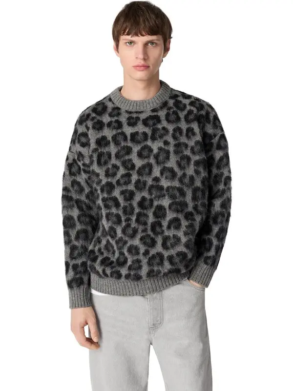 Bottega Veneta Leopard Jacquard Mohair Sweater - Grey/black