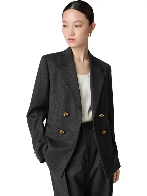 BOTTEGA  VENETA Mouline Wool Twill Jacket - Black/charcoal