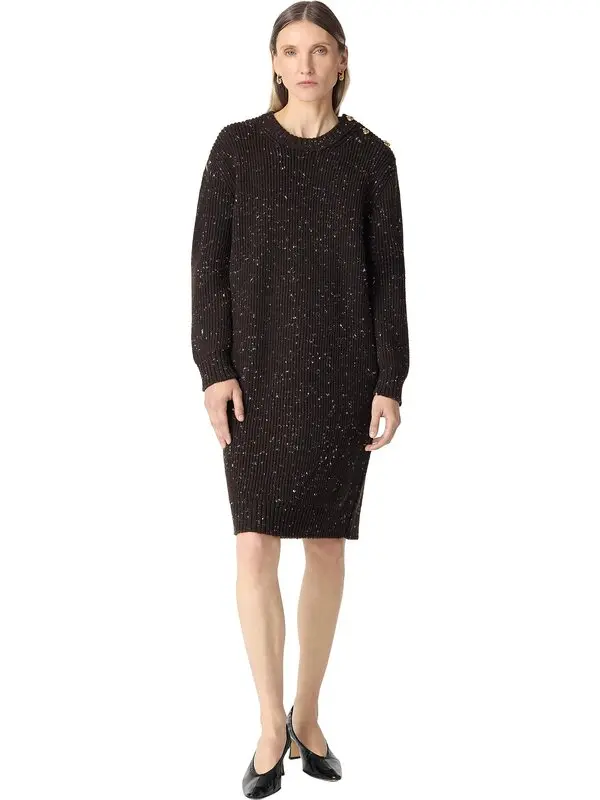 Bottega Veneta Wool English Rib Midi Dress - Fondant