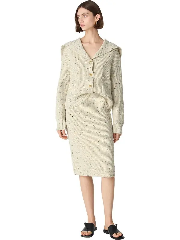 Bottega Veneta Wool English Rib Midi Skirt - Dove