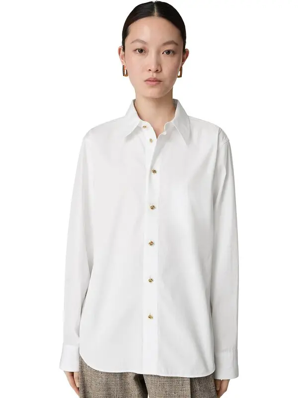 BOTTEGA  VENETA Cotton Poplin Button Down Shirt - White