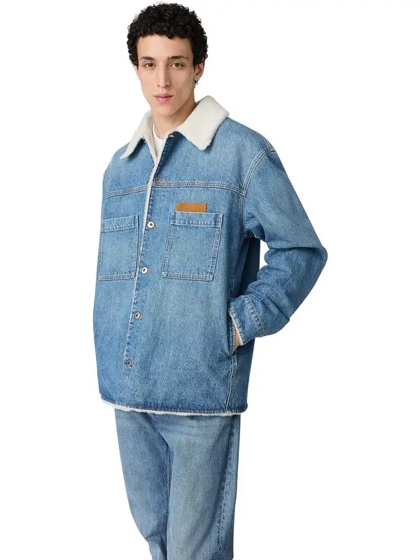 Bottega Veneta Vintage Indigo Denim And Shearling Jacket - Mid Blue