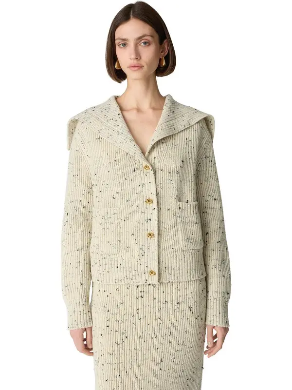 BOTTEGA  VENETA Wool English Rib Cardigan - Dove