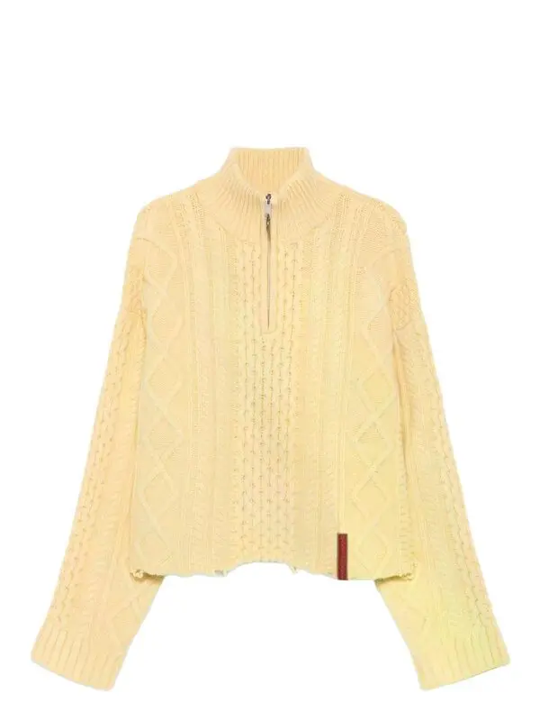 Martine Rose Cable-knit Half-zip Sweater - Yellow