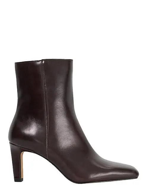 DUNE Ovation Leather Heeled Ankle Boots - Brown Leather