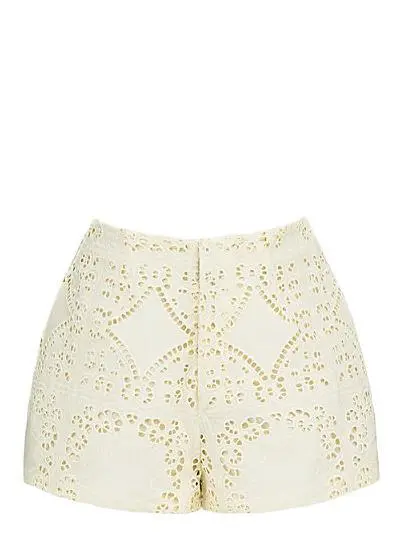 House Of Cb Eman Broderie Anglaise Cotton Shorts - White