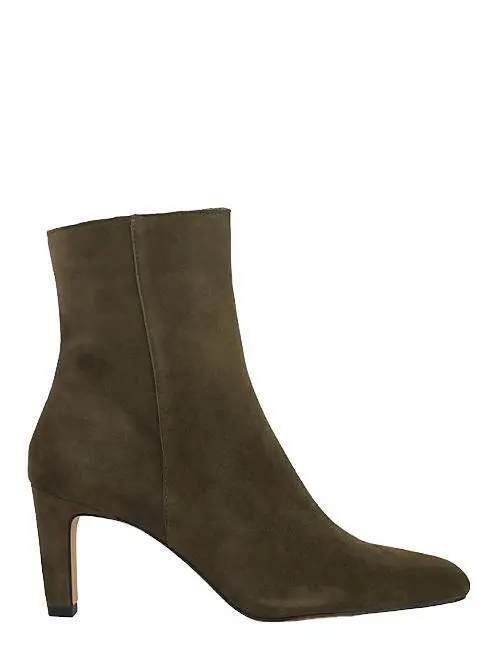 DUNE Ovation Suede Heeled Ankle Boots - Khaki Suede