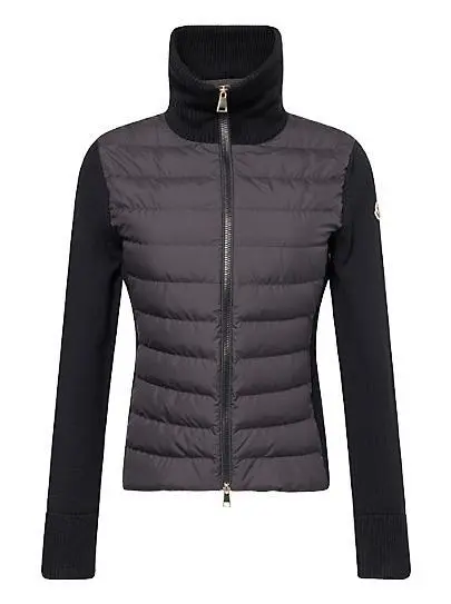 Moncler Contrast-knitted Shell-down Cardigan - Black