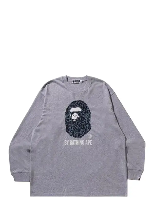 A BATHING APE Wild Leopard Relaxed Fit Long-sleeve Tee - Grey