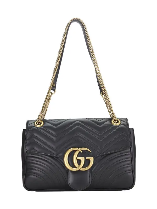 Gucci Leather Gg Marmont Matelassé Shoulder Bag - Black