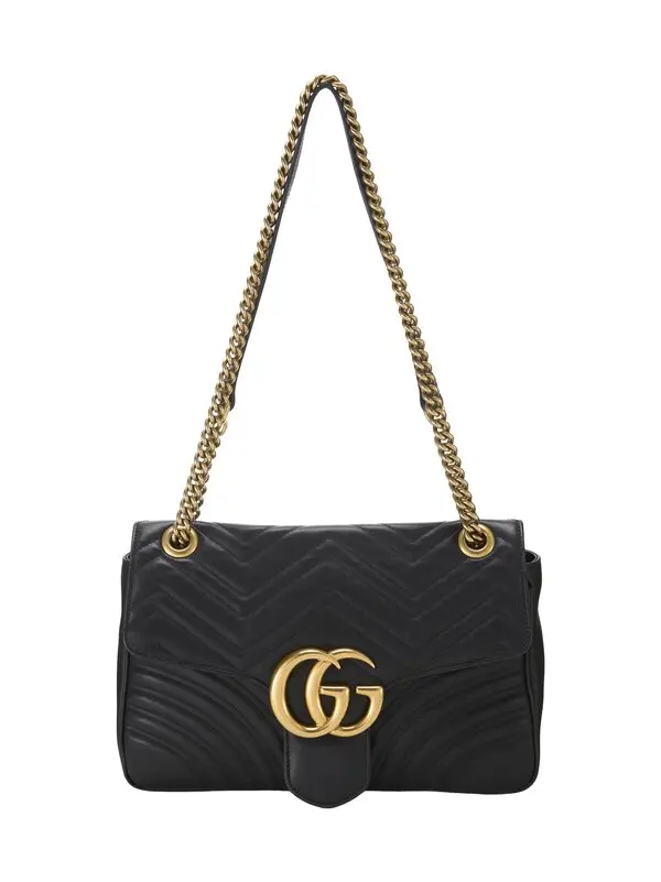 Gucci Leather Gg Marmont Matelassé Shoulder Bag - Black