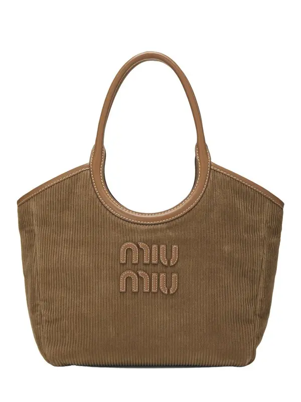 Miu Miu Corduroy Ivy Shopping Tote - Brown
