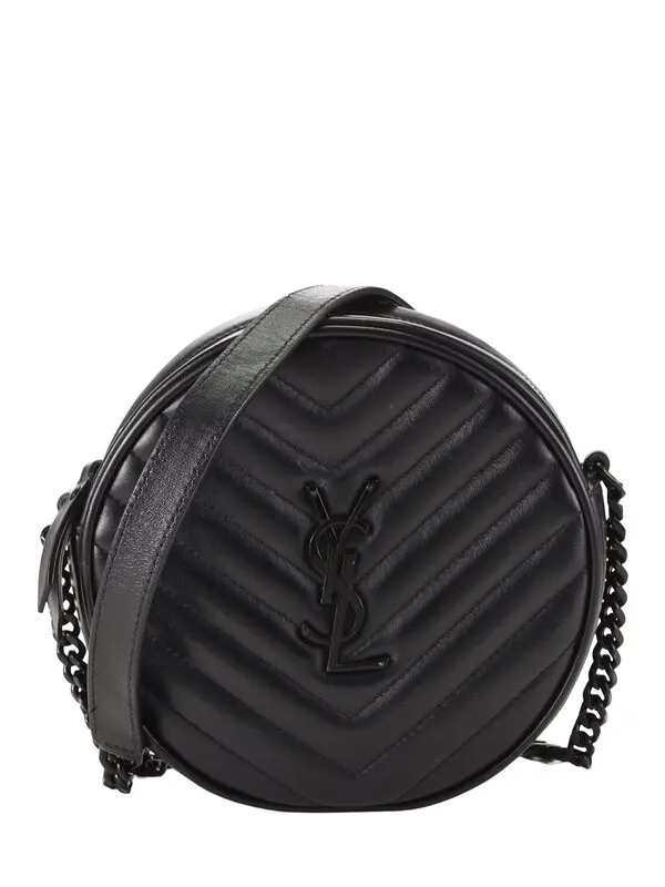 Saint Laurent Calfskin Round Vinyle Camera Bag - Black