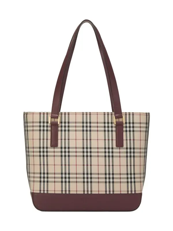 Burberry House Check Jacquard Zip Tote - Burgundy