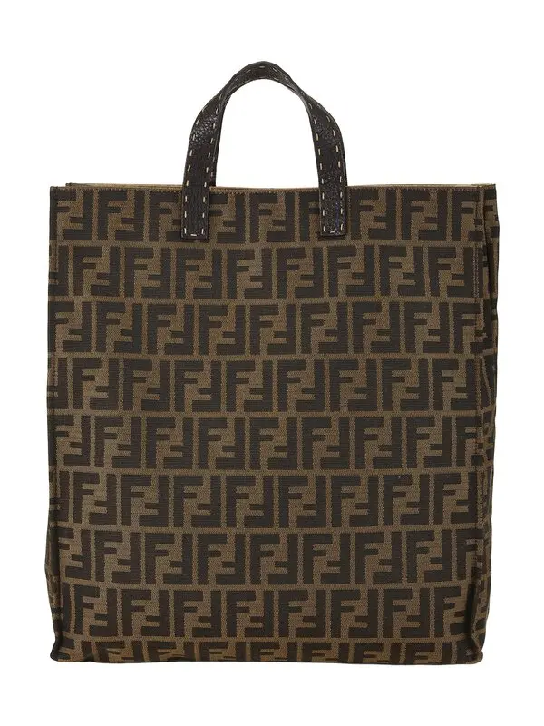 Fendi Zucca Selleria Tote - Brown