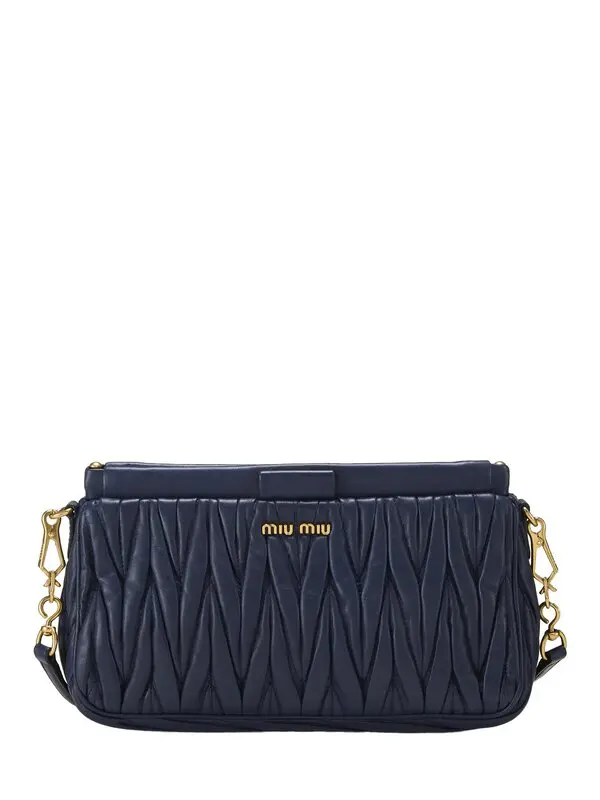 Miu Miu Nappa Matelassé Clutch - Navy