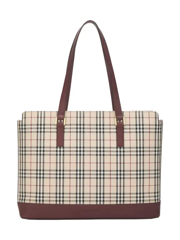 Burberry House Check Jacquard Zip Tote - Burgundy