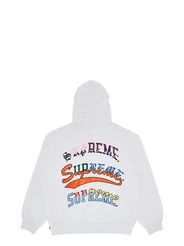 Supreme Multi Logos Hooded Sweatshirt - Grey