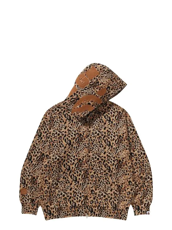 BAPE Wild Leopard Shark Relaxed Fit Full Zip Hoodie - Tan