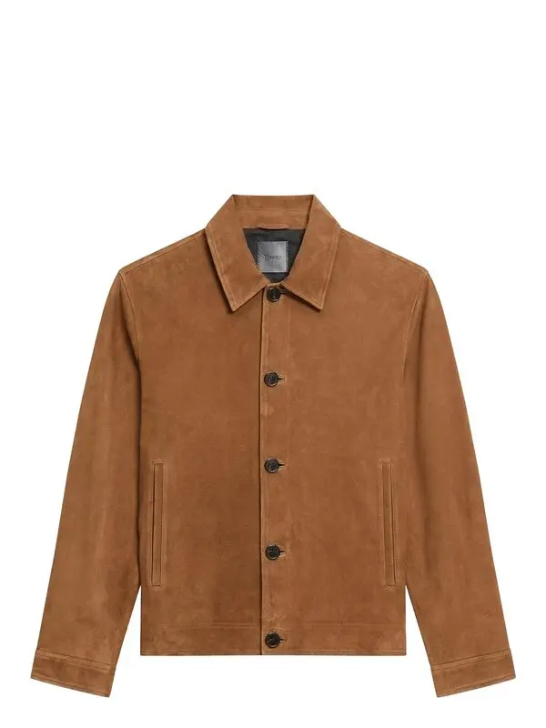 Theory Amos Suede Shirt Jacket - Cafe