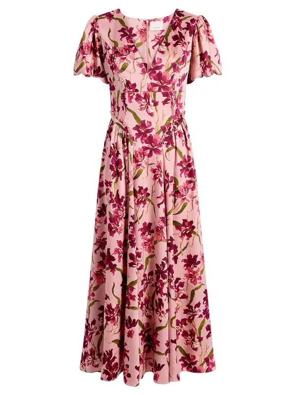 Cinq À Sept Katlin Trailing Hibiscus Dress - Blush Peta