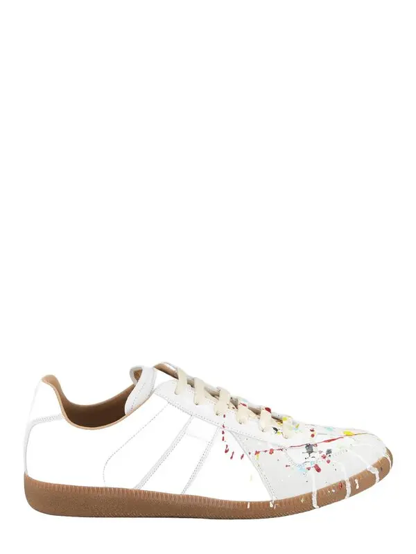 MAISON MARGIELA Replica Paint-splatter Leather Sneakers - White