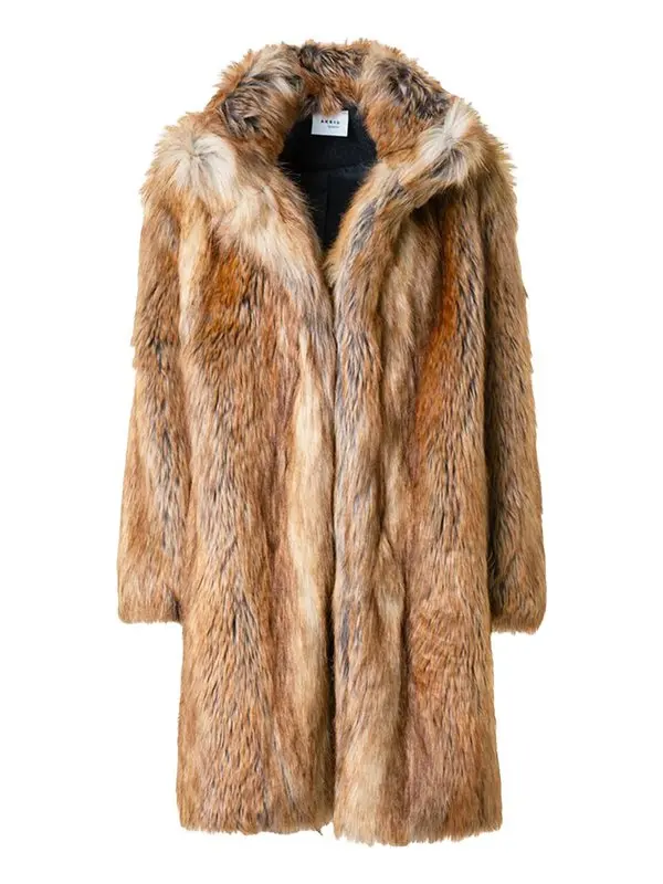 Akris Faux Fox Fur Knee-length Coat - Brown