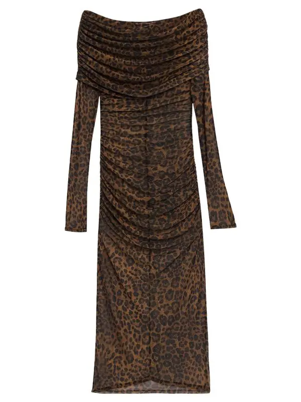 Lapointe Printed Mesh Midi Dress - Leopard