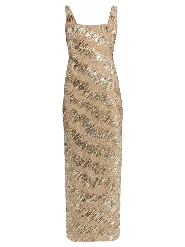 Rachel Gilbert Marcel Embellished Sleeveless Gown - Ylwslv