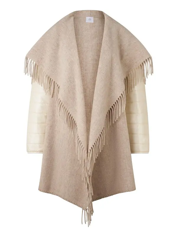 Bogner Poncho With Quilted Nylon Sleeves - Beige