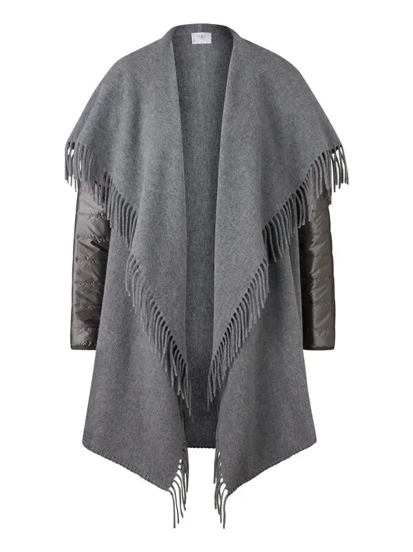 Bogner Poncho With Quilted Nylon Sleeves - Gray