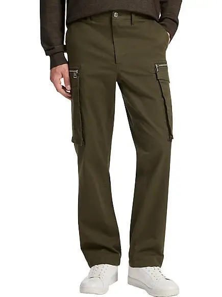 Michael Kors Stretch Cotton Zip Cargo Pants - Green