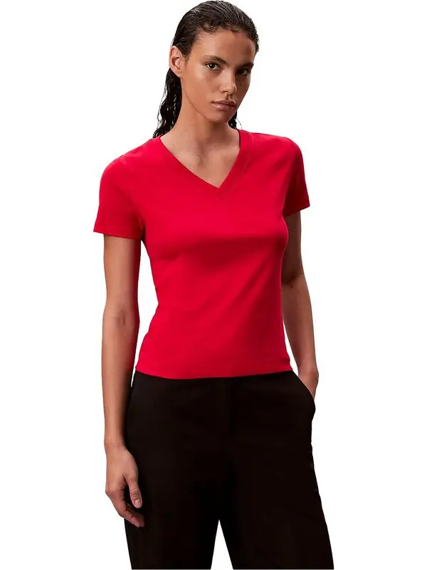 Calvin Klein Relaxed V-neck T-shirt - Deep Peony