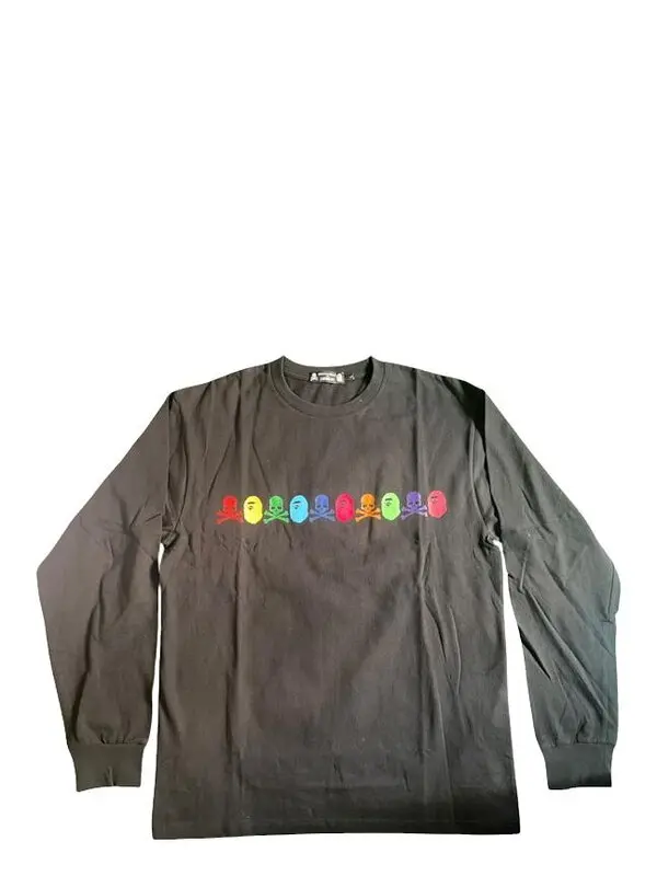 A BATHING APE Vs. Mastermind Rainbow Logo Long Sleeve T-shirt - Black