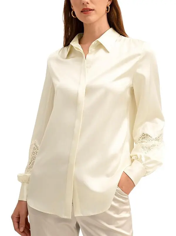 Lilysilk Armeria Lace Blouse - Lily White