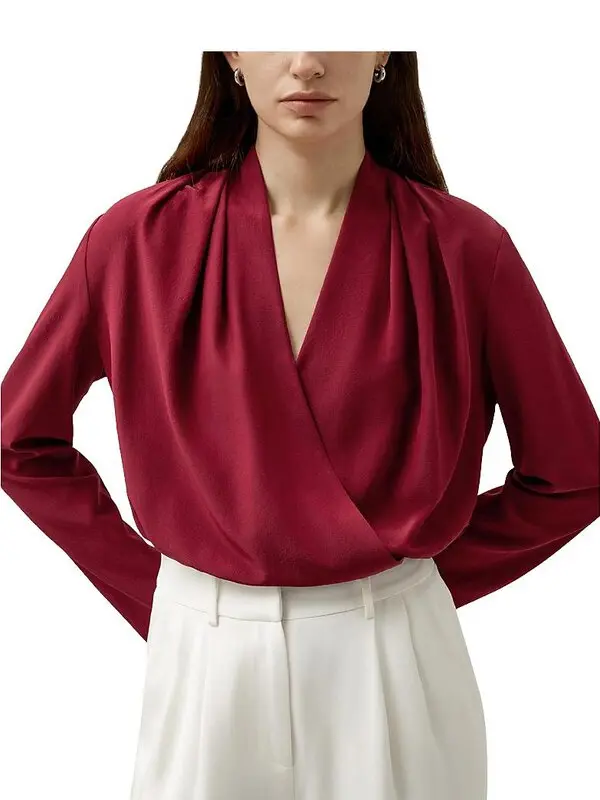 Lilysilk Crepe De Chine Long Sleeve Blouse - Cherry Red