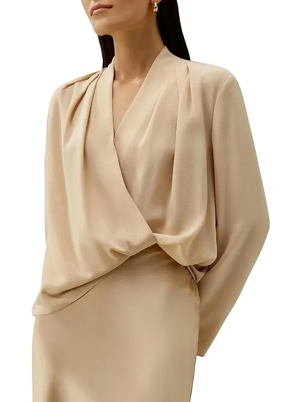 Lilysilk Crepe De Chine Long Sleeve Blouse - Pale Gold